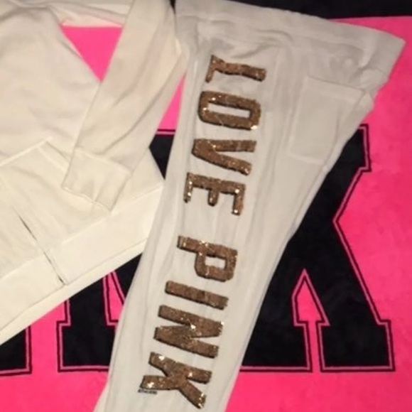 PINK Victoria's Secret | Other | Rare Vs Pink White Velour Fur Bling ...